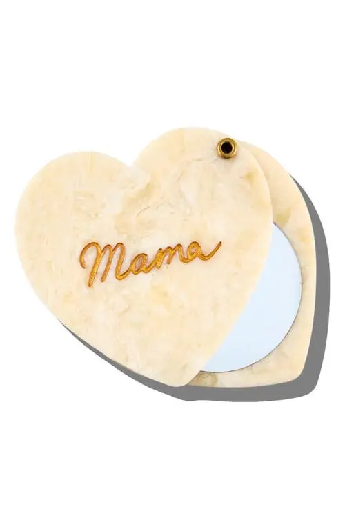 SOLAR ECLIPSE Mama Heart Hand Painted Compact Mirror - Cream