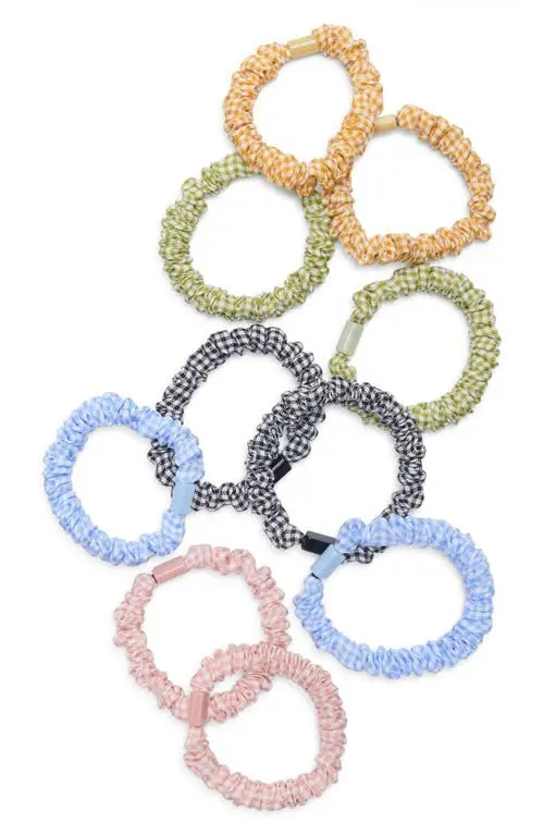 NATASHA 10-pack Gingham Scrunchies - Multi