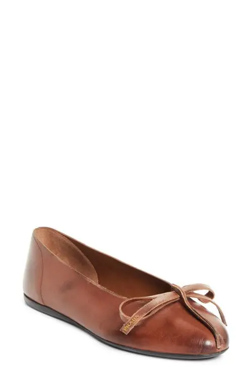 Prada Exposed Seam Ballerina Flat - Cacao