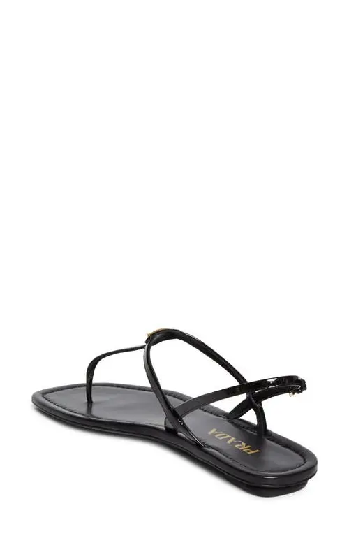 Prada Triangle Logo Patent Leather Sandals - Nero
