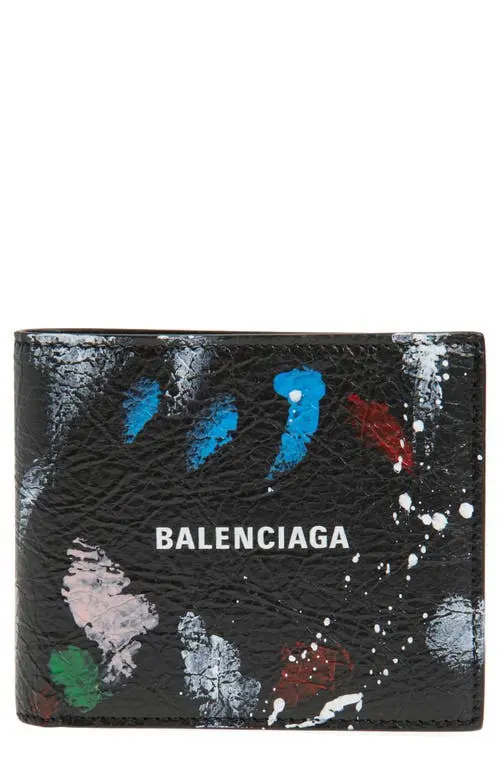 Balenciaga Cash Logo Leather Wallet - 8486 Black/multi