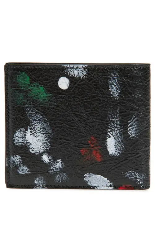 Balenciaga Cash Logo Leather Wallet - 8486 Black/multi