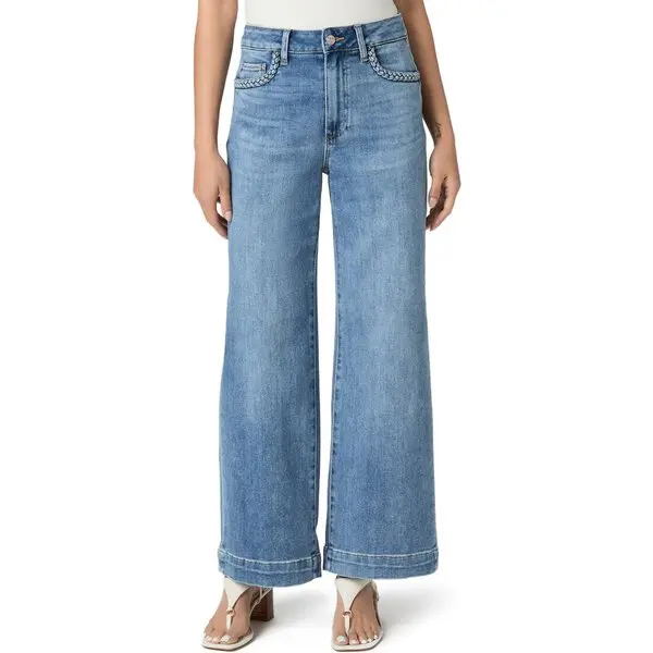 Paige Vanessa Braided Pocket High Waist Ankle Wide Leg Jeans - Encino