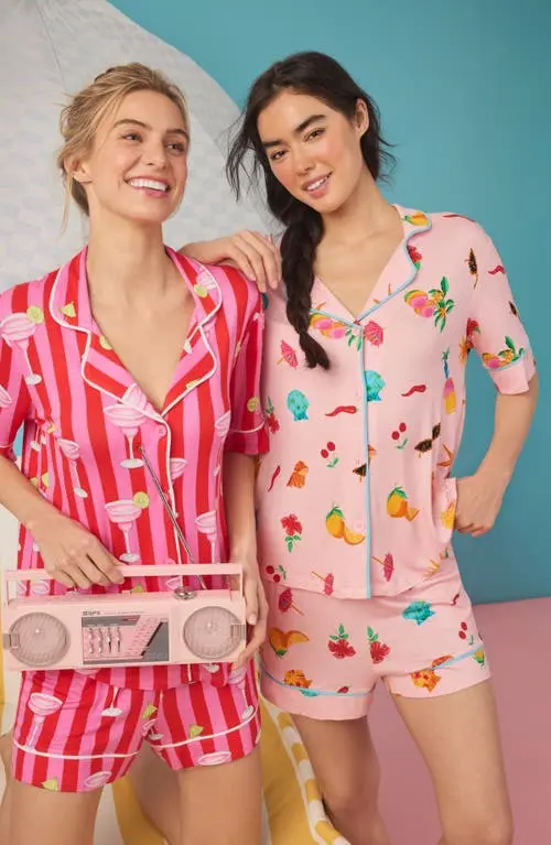 ROOM SERVICE Print Short Pajamas - Pink/novel