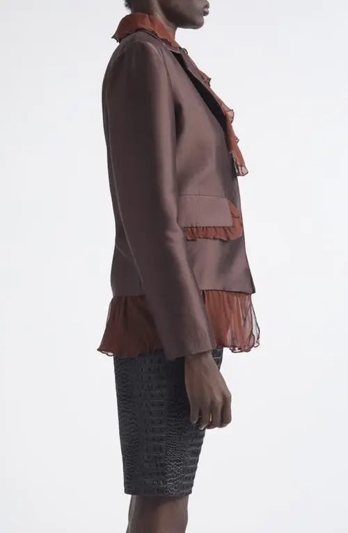KIM SHUI Arianna Silk & Wool Jacket With Ruffle Detail