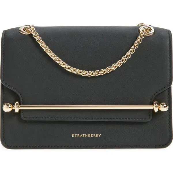 Strathberry Mini East/west Leather Shoulder Bag - Black