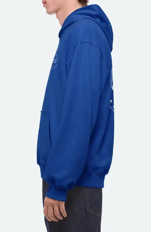 Helmut Lang Stamp Cotton French Terry Pullover Hoodie - Royal Blue
