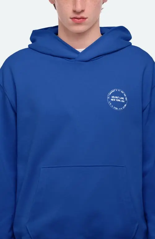 Helmut Lang Stamp Cotton French Terry Pullover Hoodie - Royal Blue