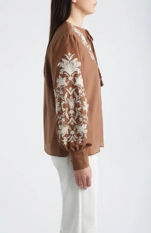 Kobi Halperin Franki Embroidered Cotton & Silk Peasant Top