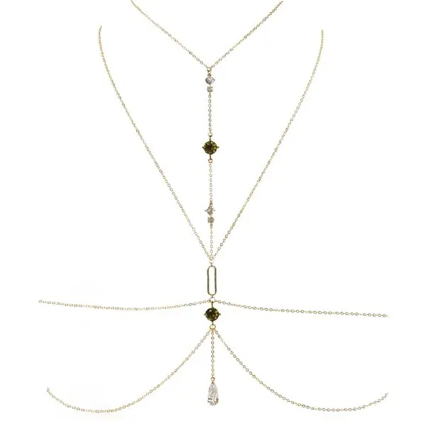 STUDIO BALOGE Lumina Drama Body Chain - Gold/green