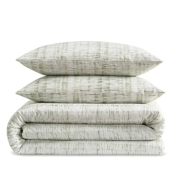 Calvin Klein Weave Texture Cotton Rich 3 Piece Comforter Set, Queen - Absinthe Green