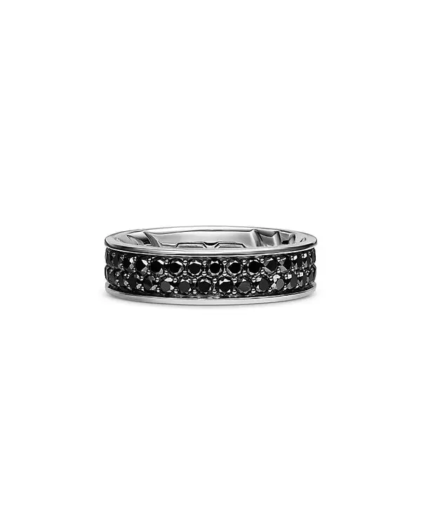 David Yurman Streamline Band Ring With Black Diamonds - Black/silver