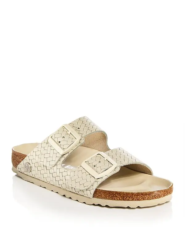 BIRKENSTOCK Arizona Woven Embossed Slide Sandals - Beige