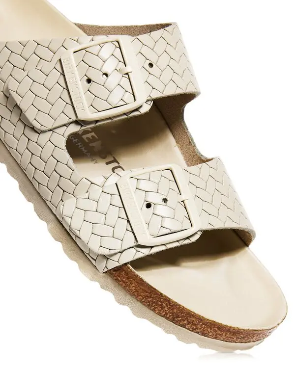 BIRKENSTOCK Arizona Woven Embossed Slide Sandals - Beige