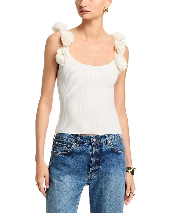 Aqua Floral Strap Knit Tank