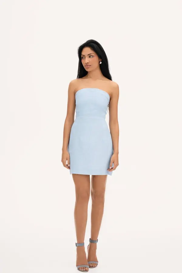 MandiBreeze Linen Mini Dress - Blue