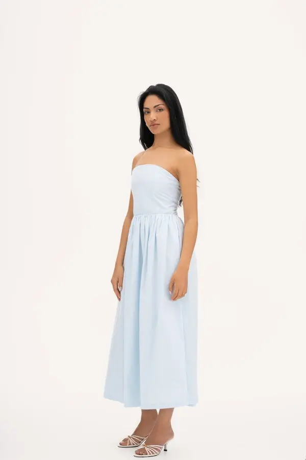 MandiBreeze Rose Dress Midi Silhouette - Blue