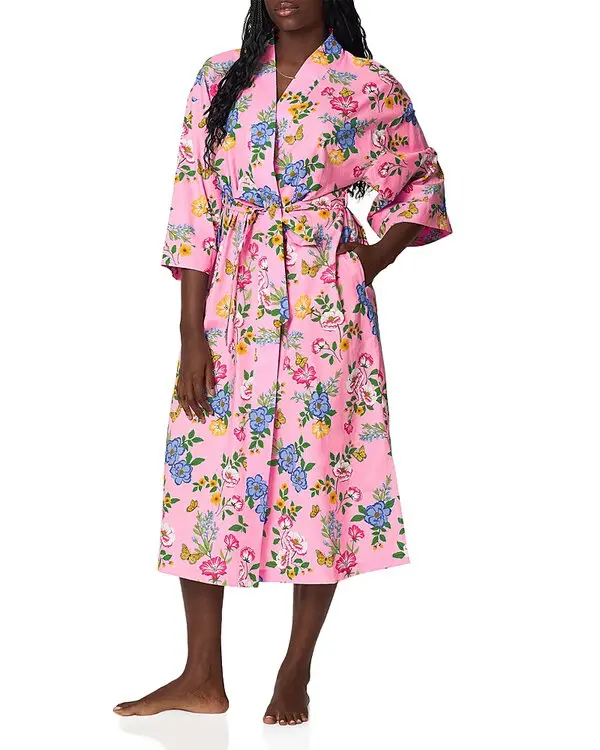 BEDHEAD PAJAMAS Cotton Poplin Kimono Robe - Butterfly Garden