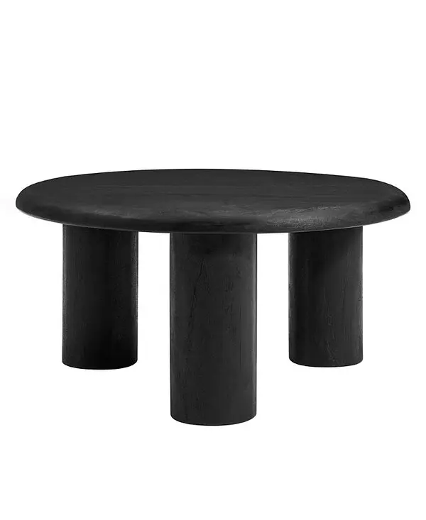 MODWAY Mavina Round Mango Wood Coffee Table - Black