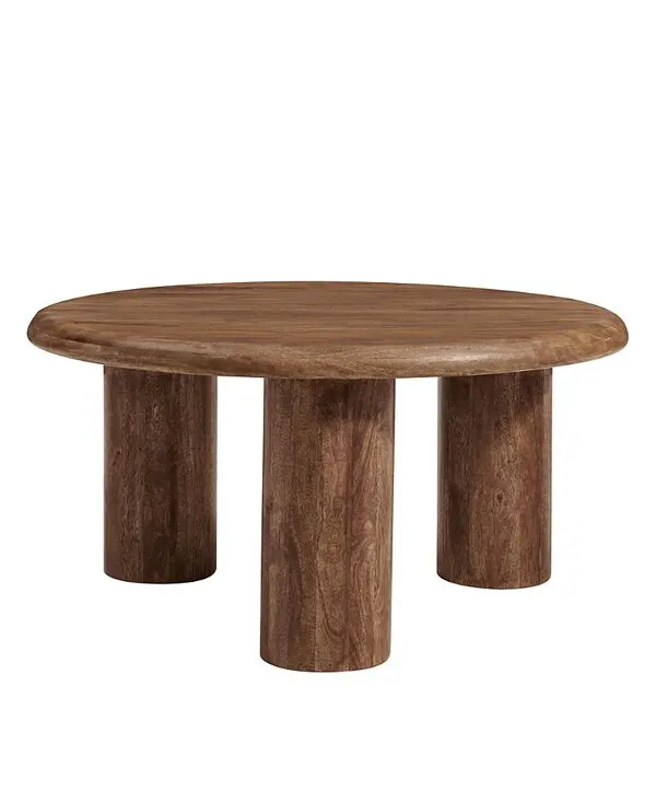 MODWAY Mavina Round Mango Wood Coffee Table - Walnut