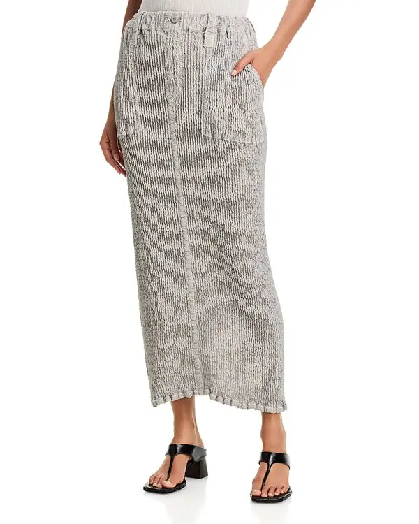 Issey Miyake Wavelet Maxi Skirt - Light Gray