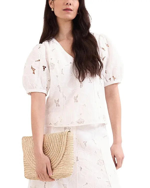 PHASE EIGHT Marina Seamed Lace Blouse - Ivory