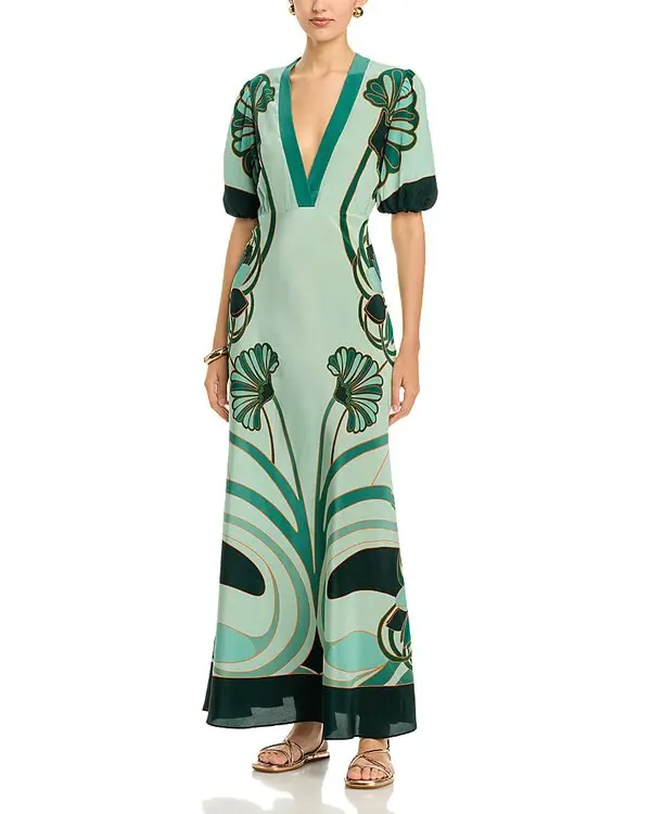 La DoubleJ Marlene Silk Maxi Dress - Blooming Tulip Placée