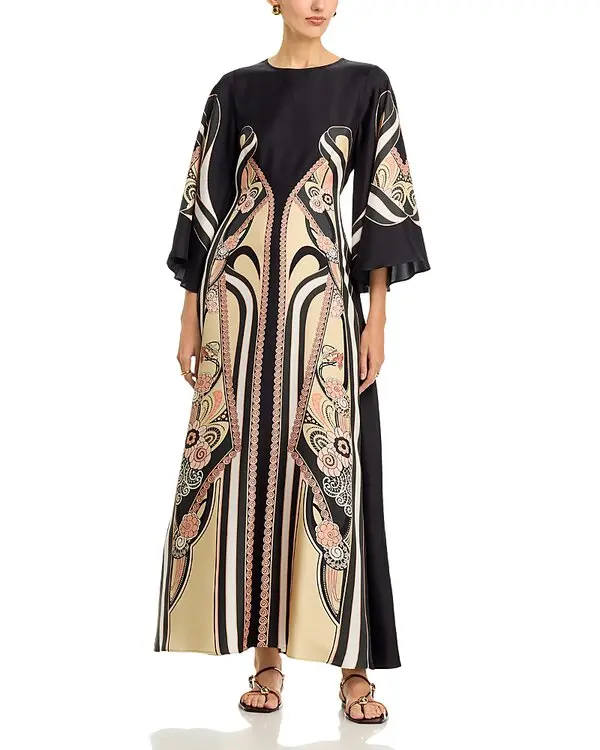 La DoubleJ Long Sleeve Printed Silk Maxi Dress - Ambrosia Placée
