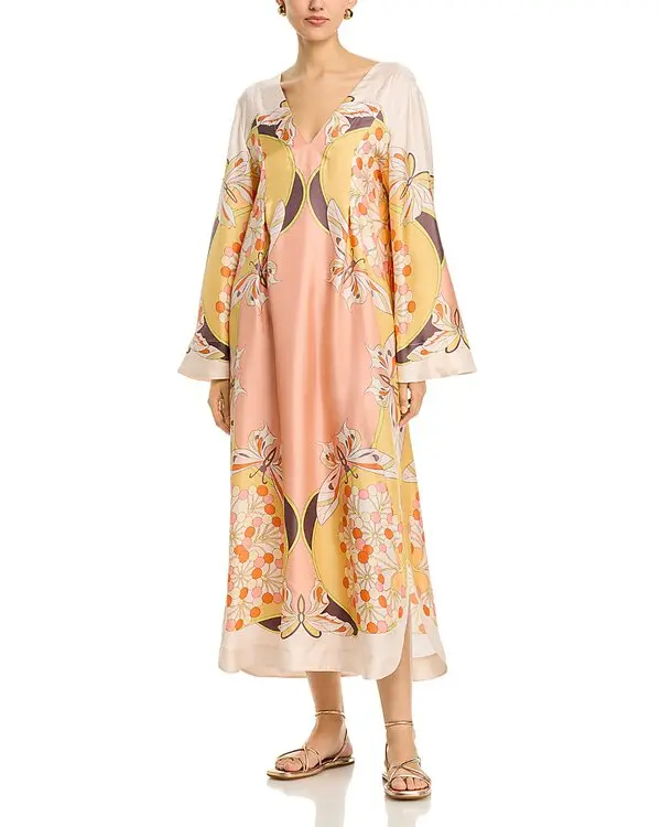 La DoubleJ Twin Flame Silk Dress - Florette Placée