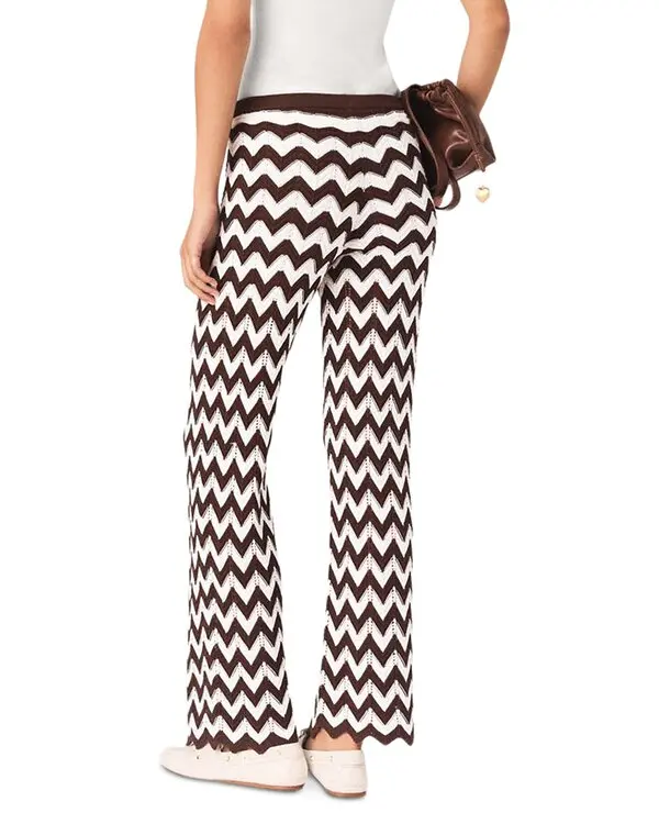 Maje Zig Zag Crochet Trousers - Brown/white