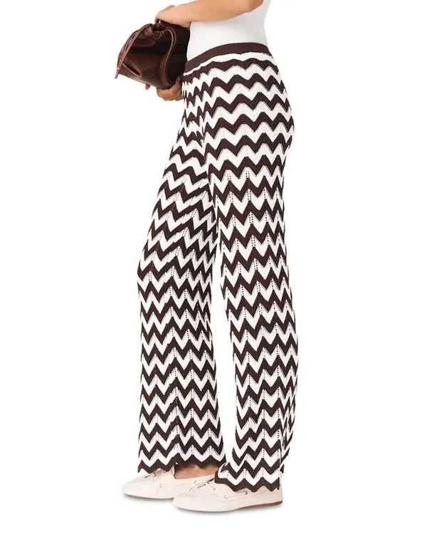Maje Zig Zag Crochet Trousers - Brown/white