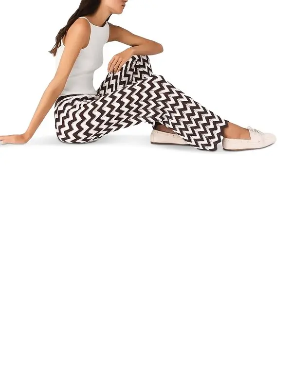 Maje Zig Zag Crochet Trousers - Brown/white