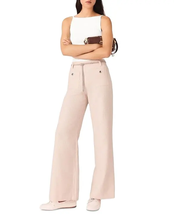Maje Sparkly Tweed Wide-leg Pants