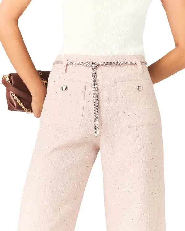 Maje Sparkly Tweed Wide-leg Pants