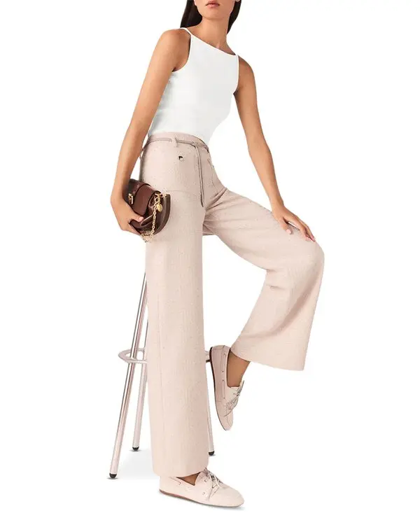 Maje Sparkly Tweed Wide-leg Pants