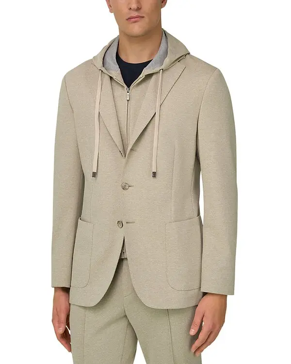 Boggi Milano Regular Fit Jacket With Removable Drawstring Hoodie