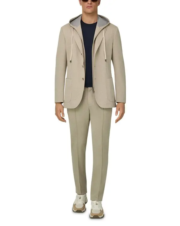 Boggi Milano Regular Fit Jacket With Removable Drawstring Hoodie