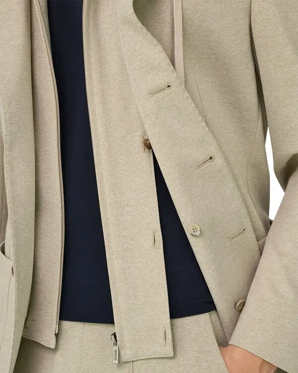 Boggi Milano Regular Fit Jacket With Removable Drawstring Hoodie