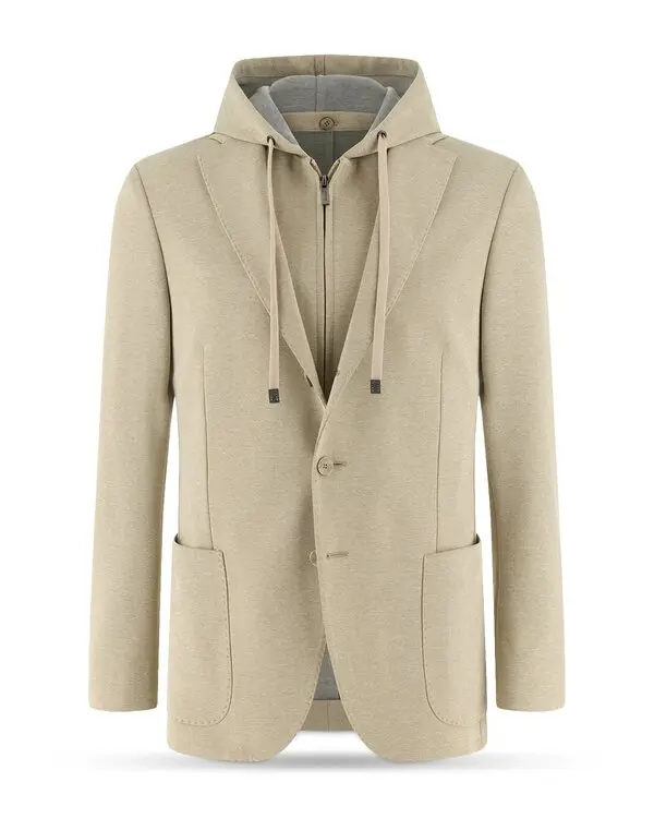Boggi Milano Regular Fit Jacket With Removable Drawstring Hoodie