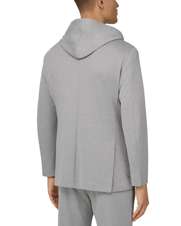 Boggi Milano Regular Fit Jacket With Removable Drawstring Hoodie - Light Grey