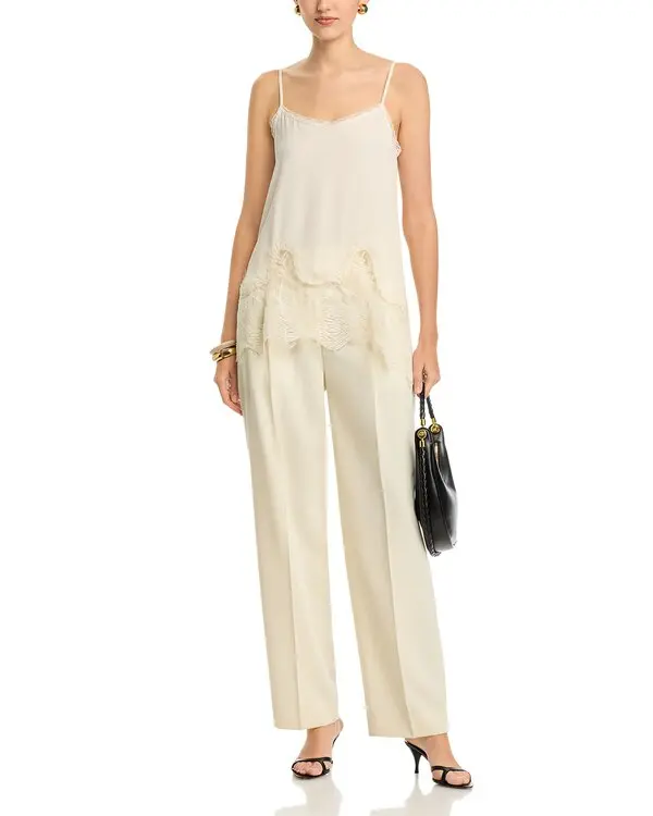 Fabiana Filippi Lace Trimmed Crepe De Chine Camisole