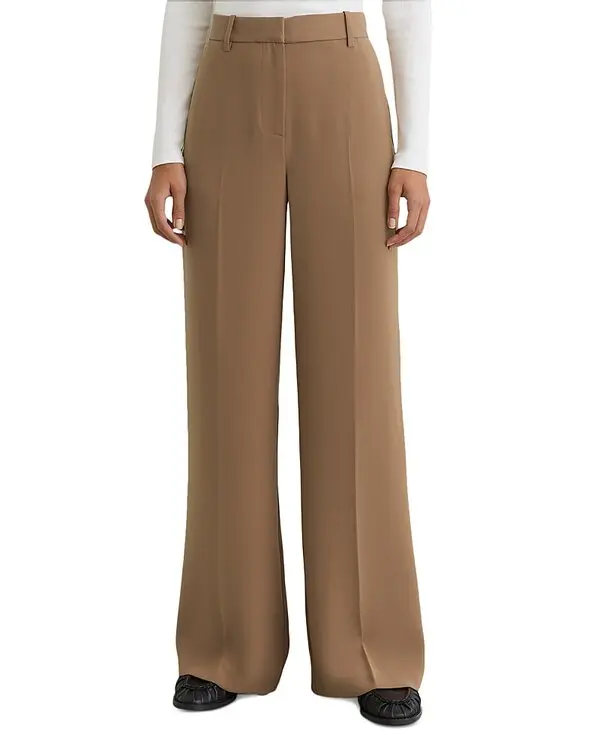 REISS Margeaux Wide Leg Tailored Pants - Camel