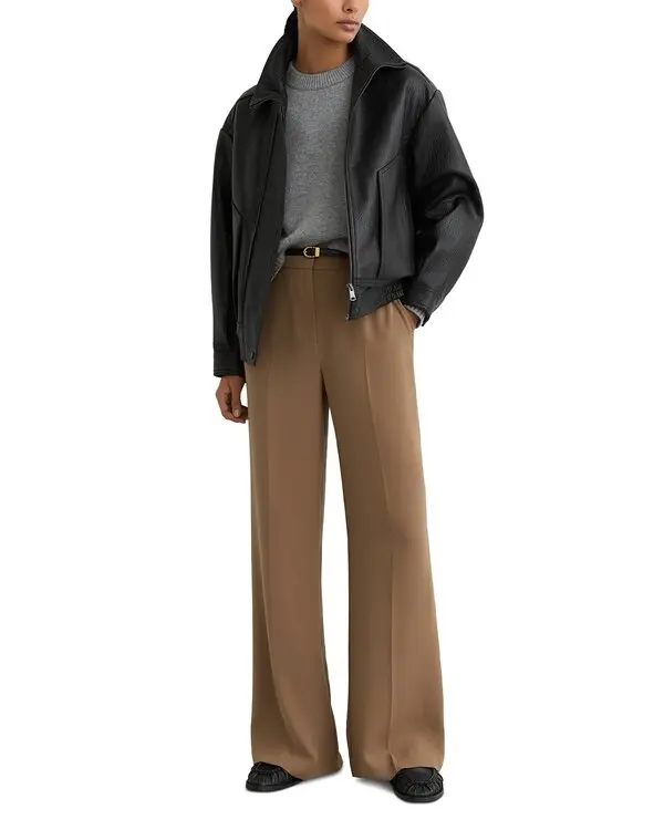 REISS Margeaux Wide Leg Tailored Pants - Camel