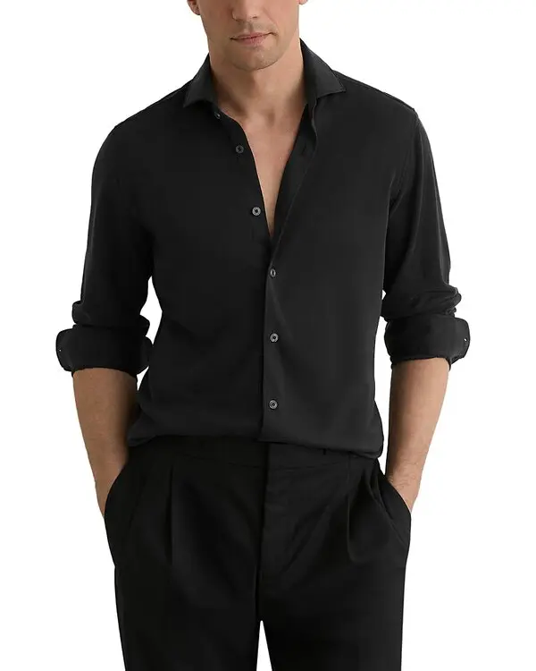 REISS Davaro Regular Fit Stretch Cutaway Shirt - Washed Black