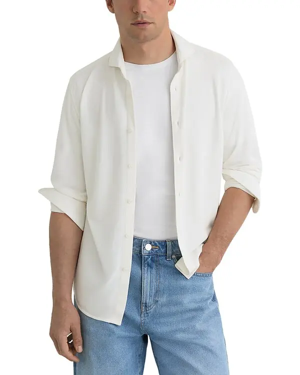 REISS Davaro Regular Fit Stretch Cutaway Shirt - White