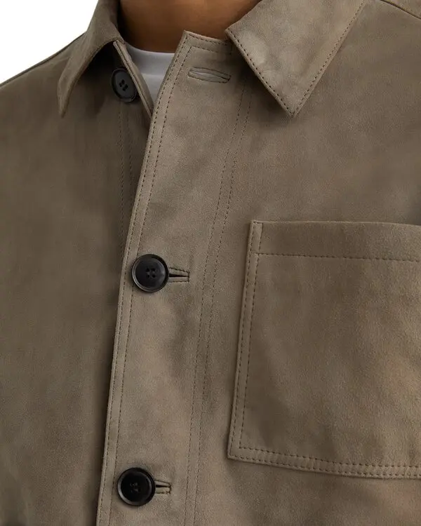 REISS Danny Regular Fit Suede Worker Jacket - Soft Sage