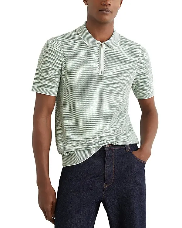 REISS Brink Regular Fit Half Zip Textured Polo Shirt
