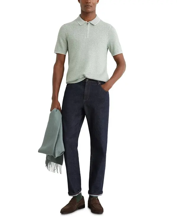 REISS Brink Regular Fit Half Zip Textured Polo Shirt