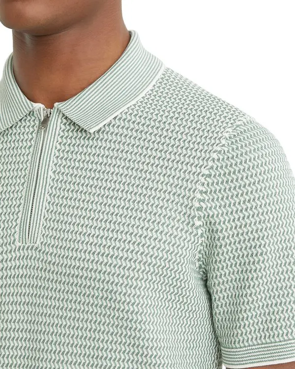 REISS Brink Regular Fit Half Zip Textured Polo Shirt