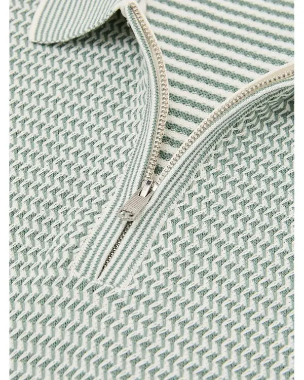 REISS Brink Regular Fit Half Zip Textured Polo Shirt